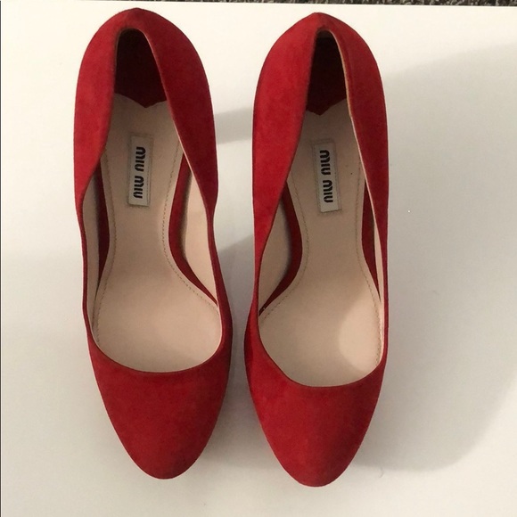Miu Miu | Shoes | Authentic Miu Miu Beautiful Suede Red Shoes | Poshmark